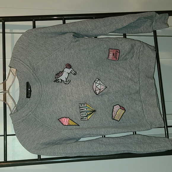Derek Heart | Shirts & Tops | Girls Gray Sweatshirt With Decals | Poshmark